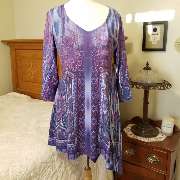 ONE WORLD | Tops | Nwt One World Brand Beaded Asymmetrical Top In ...